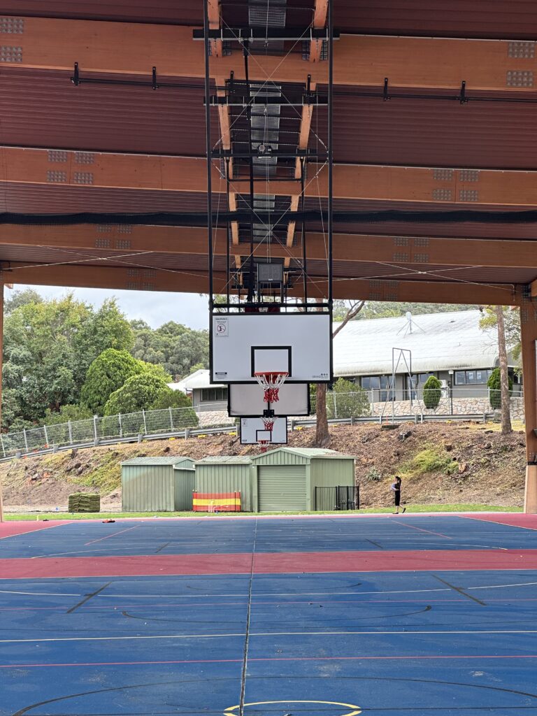 Forward-hinged Basketball System for